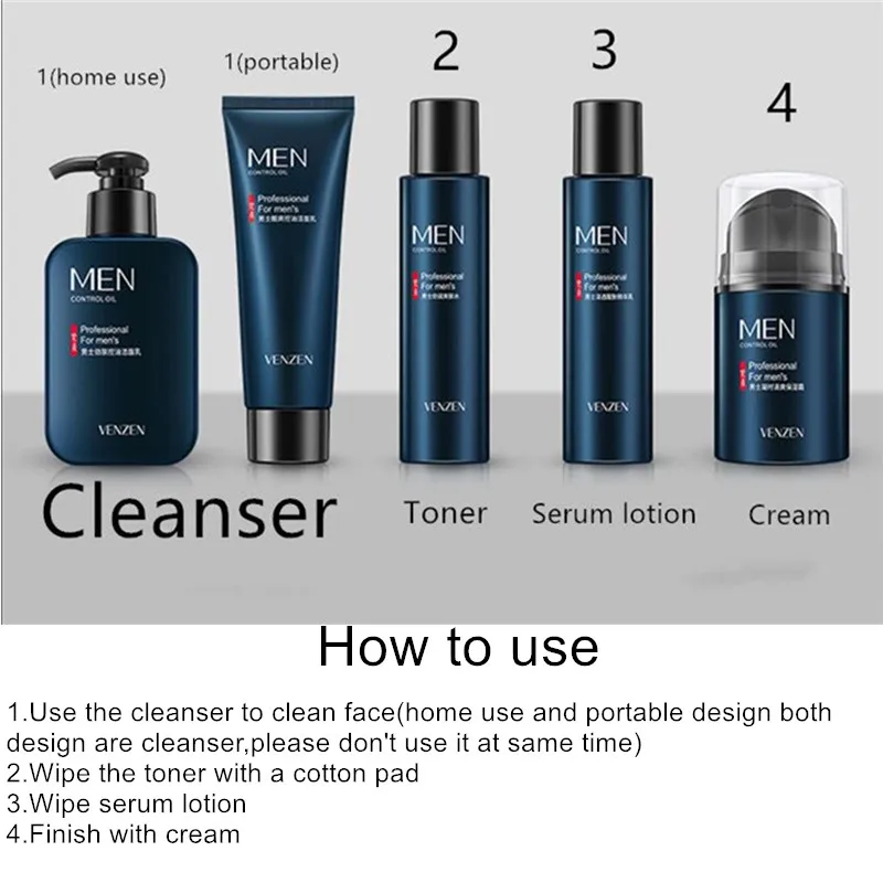 VENZEN Men's Skincare - Five Pcs Suit for All Skin Types
