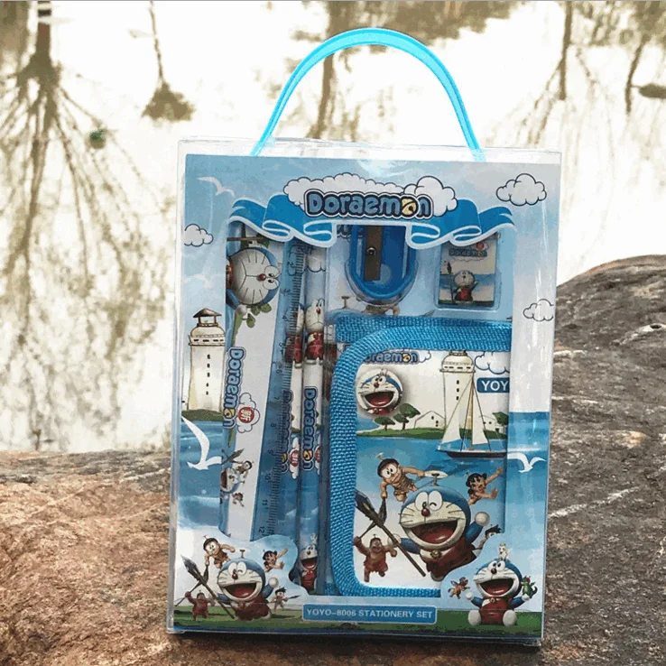 1set Cartoon Kawaii Pencil Ruler Earser Sharpener 6 In 1 Stationery Set ...