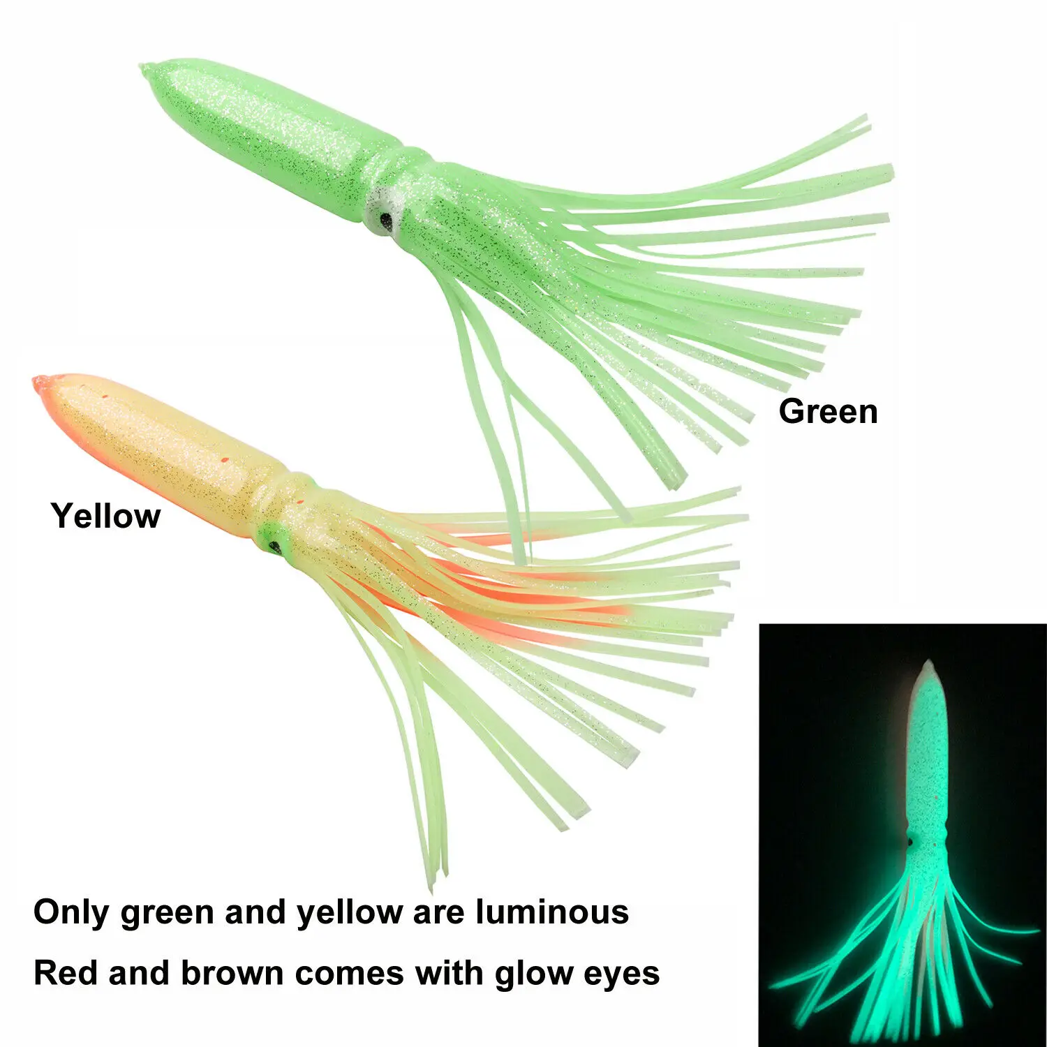 30cm Soft Skirt Plastic Squid Trolling Lure Luminous Octopus Squid Fishing Lures - Buy Luminous ...