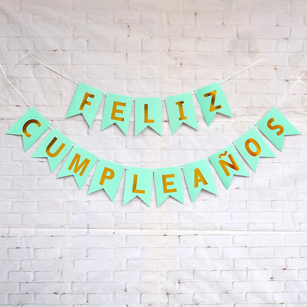 Feliz Cumpleanos Banner Spanish Happy Birthday Flags Decorations - Buy ...