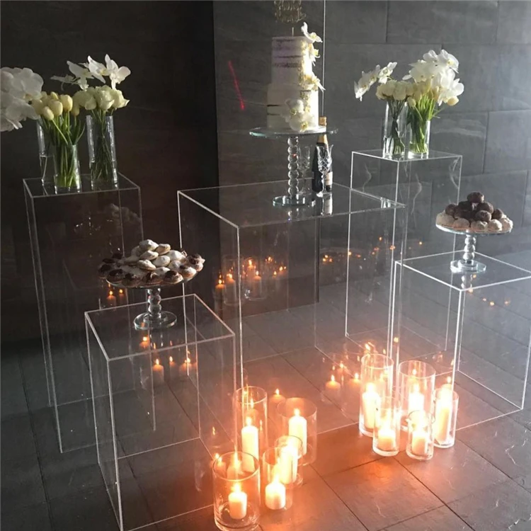 A&C Clear Acrylic Plinth - Elegant Wedding Display Pedestal