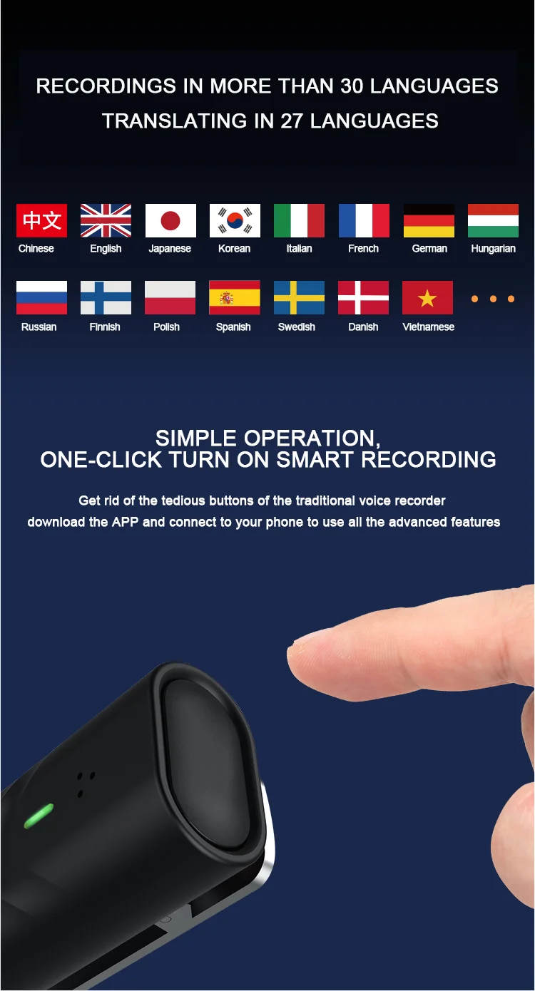 2020 new arrived AI smart Recorder 16GB Voice to Text with 30 languages ...