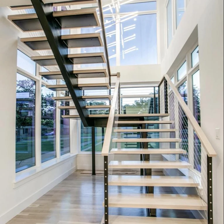 Modern Indoor Single Steel Beam Stairs For Steel Wooden Staircase - Buy ...