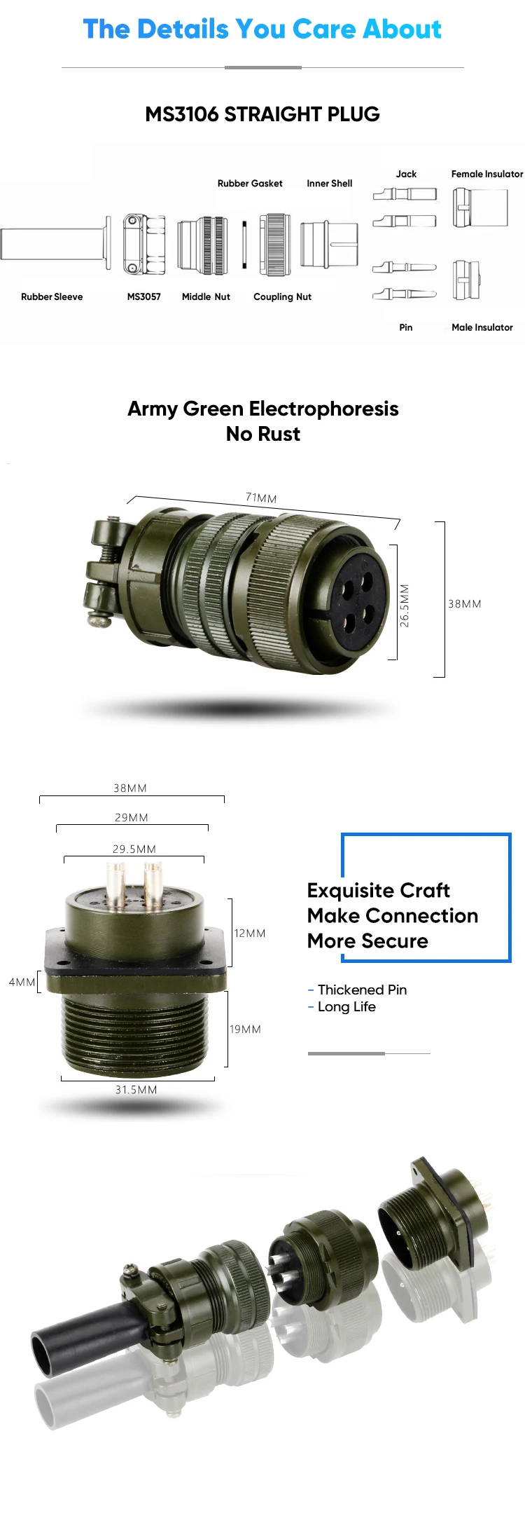 MS3106A16-10S DDK 3 Pin Cable Plug - Reliable Connectivity