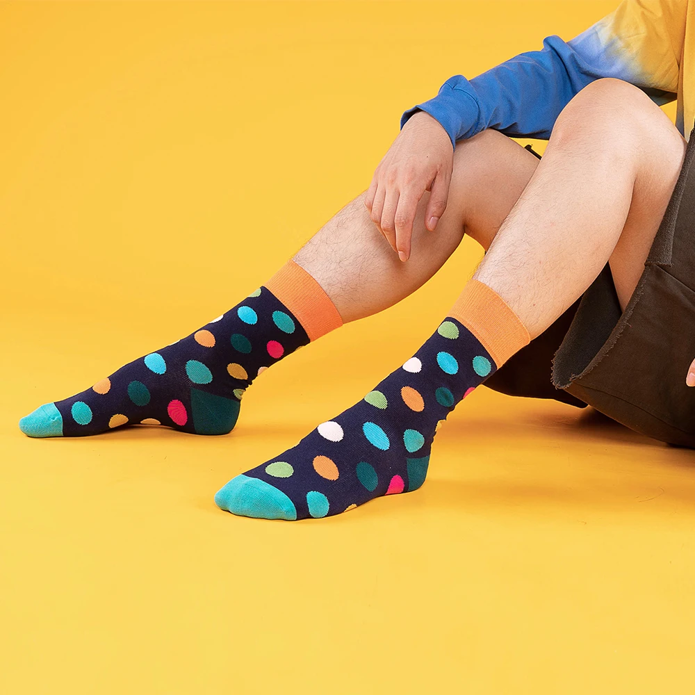 Hepolilo Happy Socks Men Colorful Design Colorful Cotton Crew Dress For ...