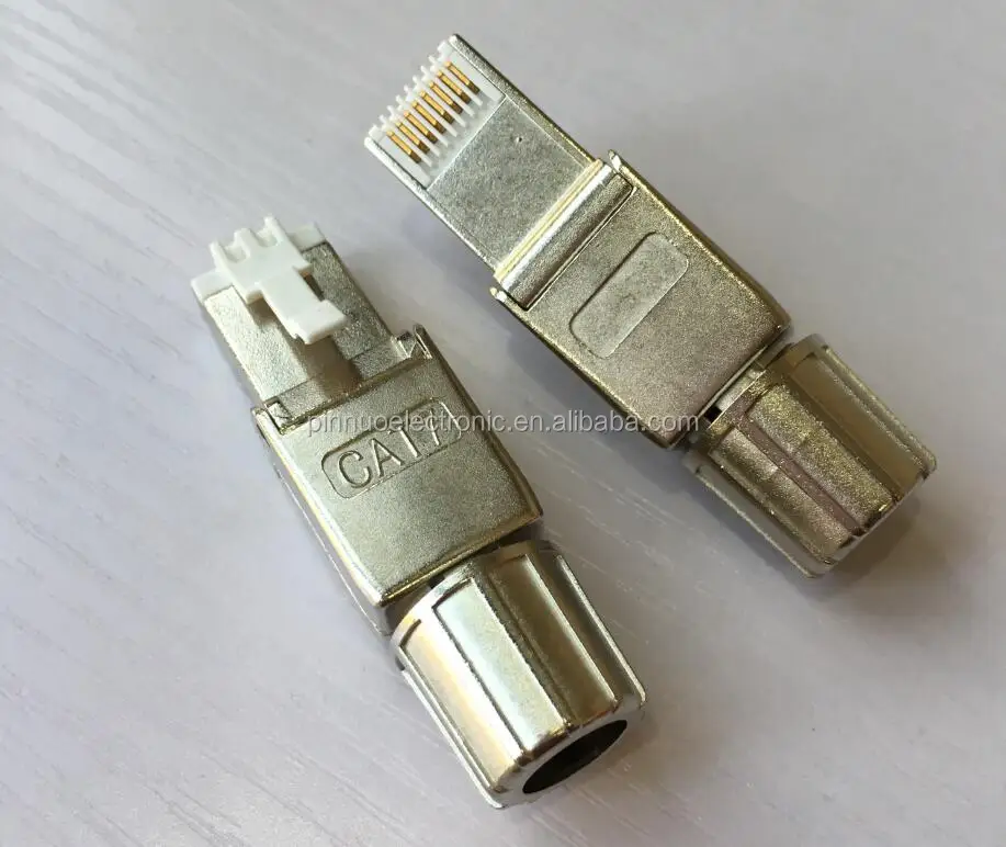LAN Cable Tool-Free Assembly RJ-45 Cat 7 Connector Modular Plug, STP ...
