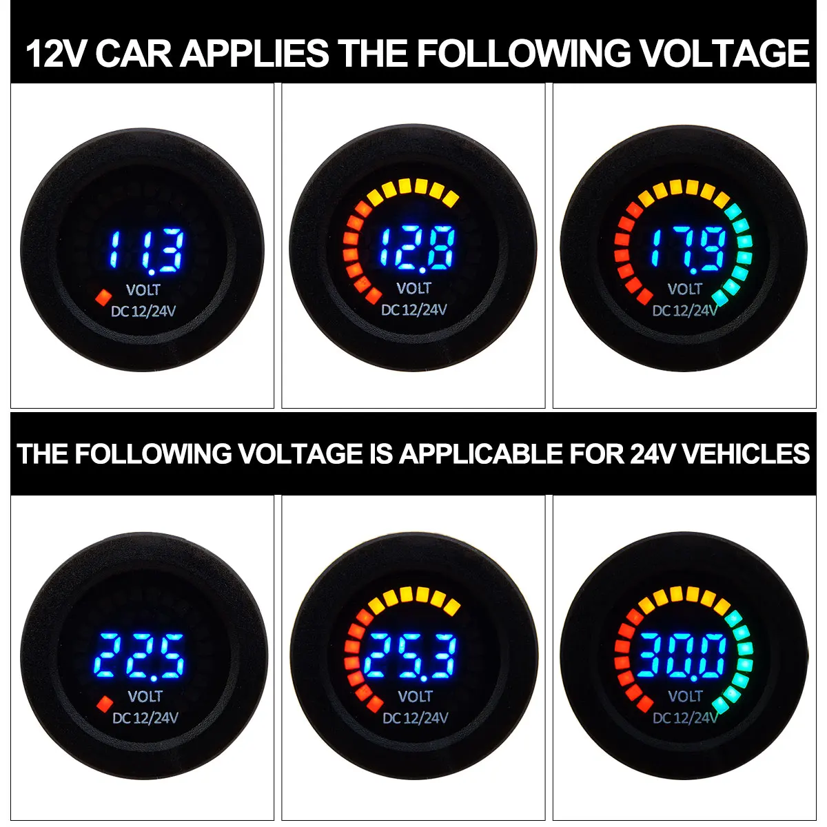 12-24v Dc Mini Voltage Meter Car Moto Boat Digital Voltmeter With Low ...