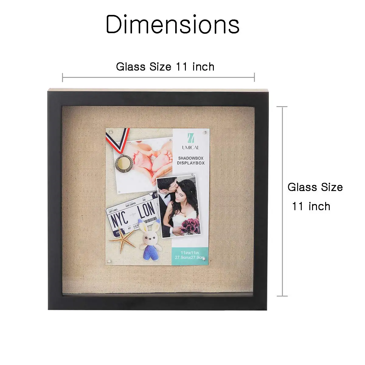 11x11 Deep Shadow Box Display Case Deep Shadowbox Picture Frame With ...