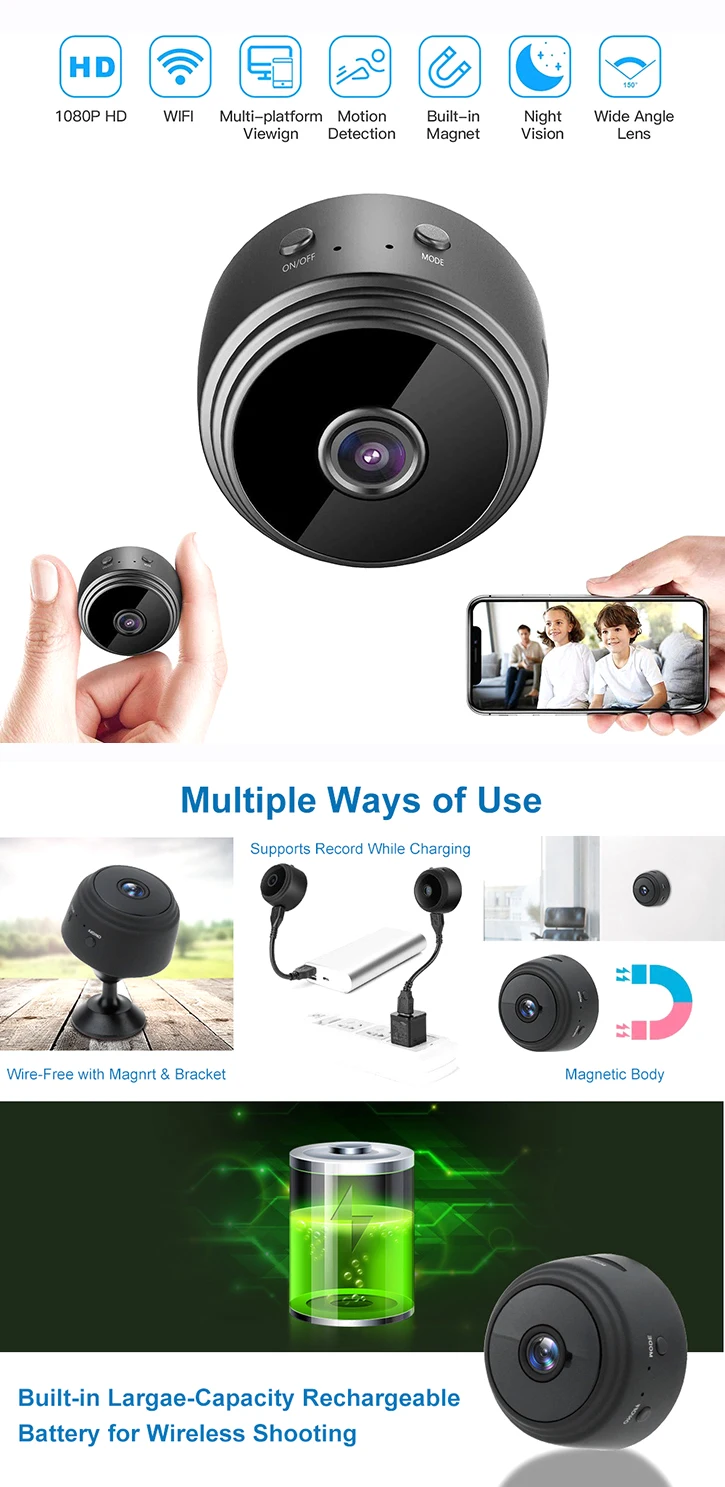 New Products Super Tiny Anyka Ic Mini Camera Wifi Camera Mini Hisilicon ...