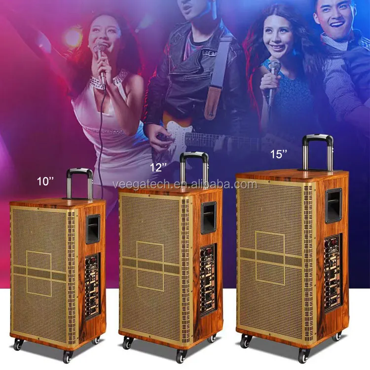 150W 15-Inch Wooden Trolley Speaker – Portable Active Line Array Sound ...