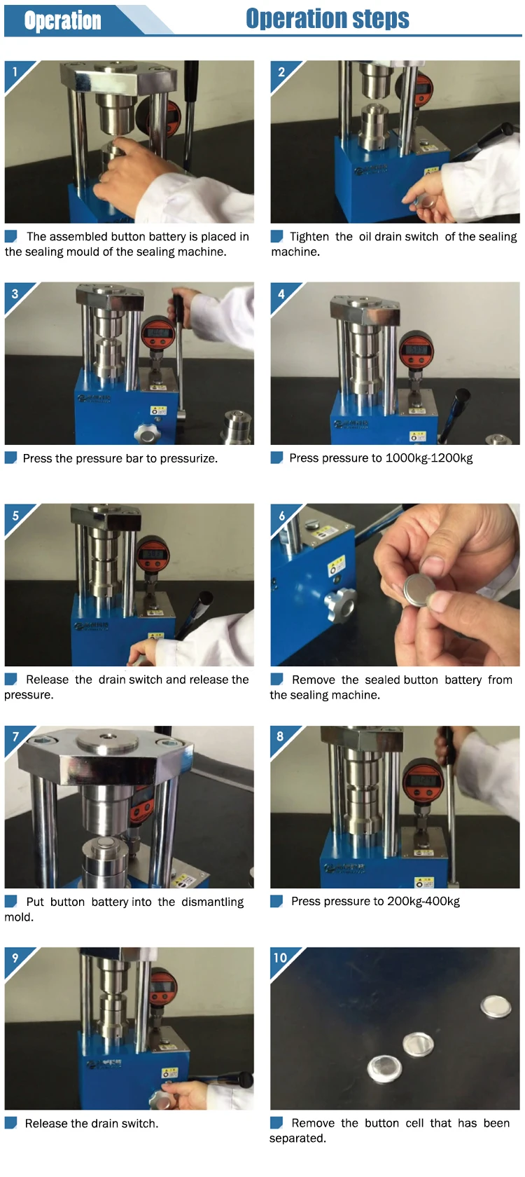 Compact Coin Cell Sealing Machine For All Button Coin Cells Cr2016 ...