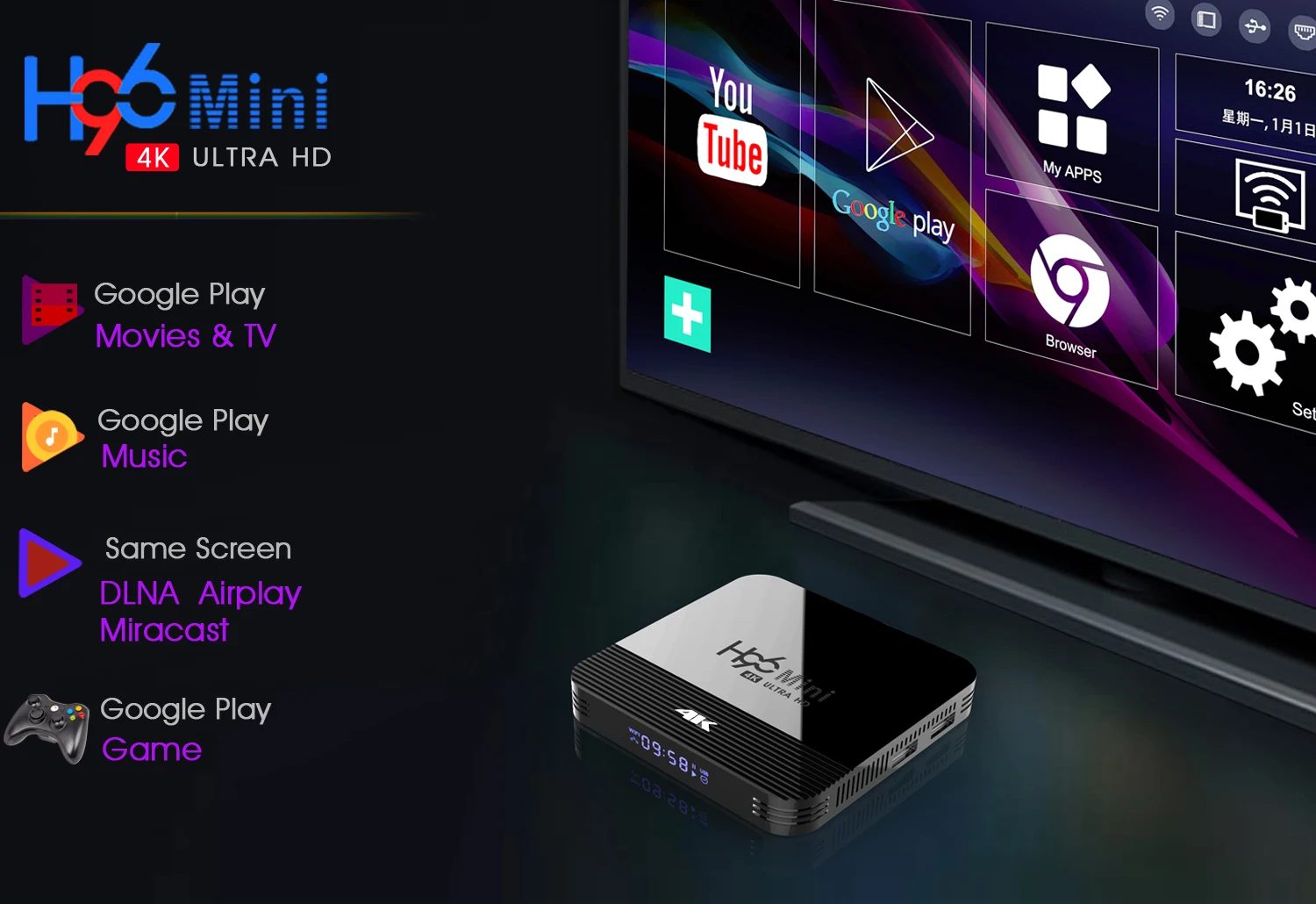 2020 New Arrival Android Media Player H96 Mini H8 2gb/16gb Dual Wifi Bt ...