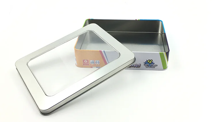 metal square packaging gift tin box with round clear window - 动态图库网