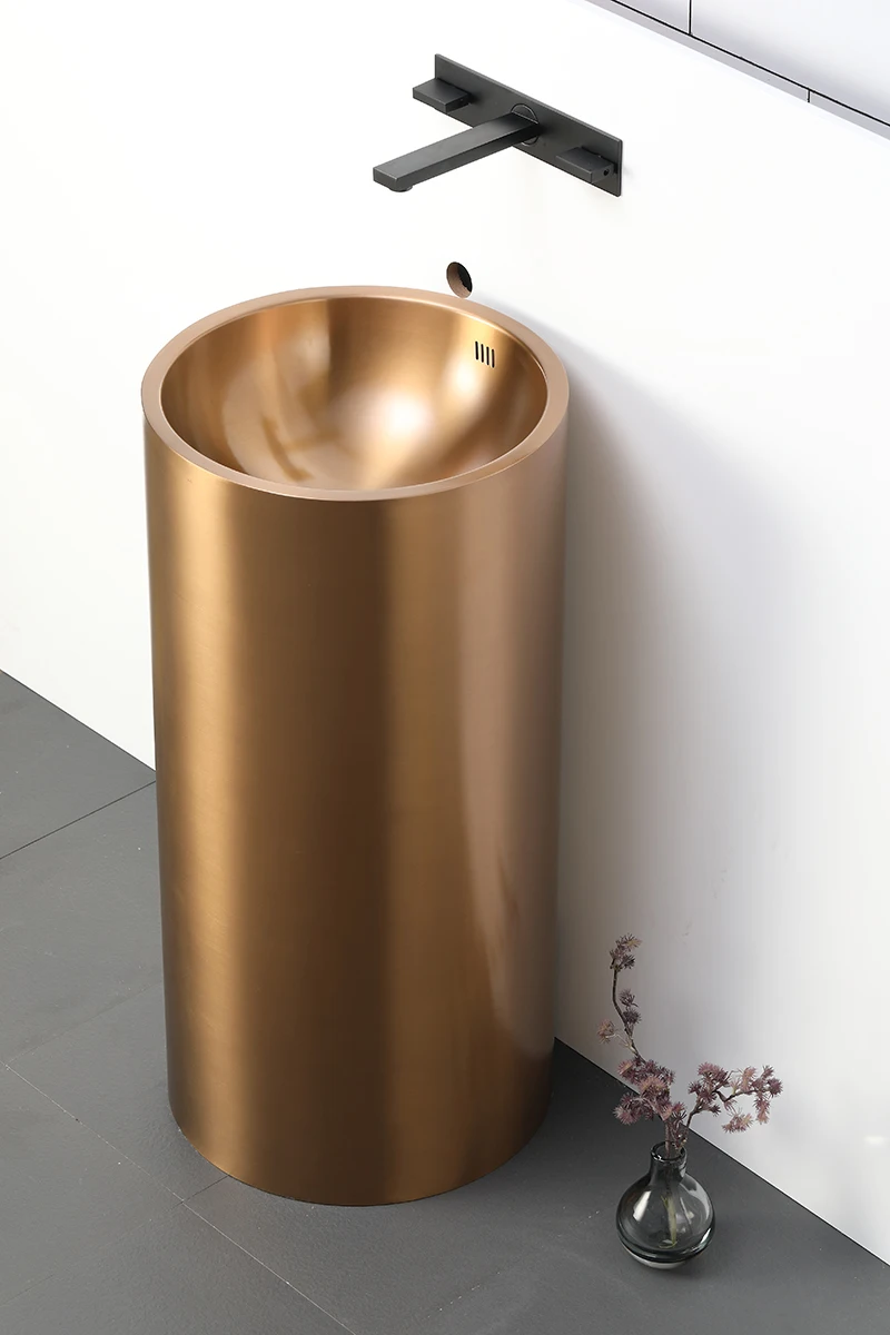 Pedestal Art Bronze Hand Bathroom Round Circular Stainless Steel Wash ...