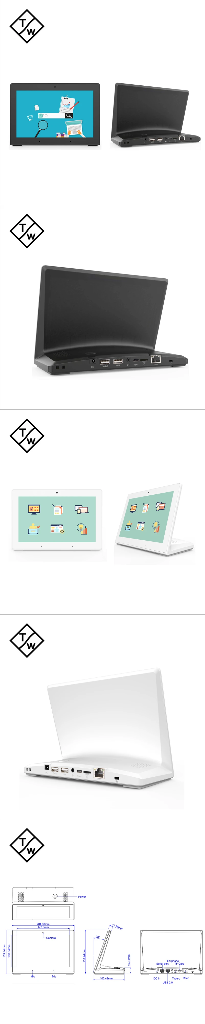 At8wf L Shape Desktop 8 Inch 10 Inch Inch Android Tablet All In One ...