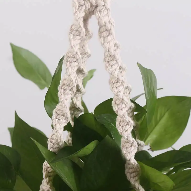 Artificial Plant Flower Pot Handmade Rope Hanging Planter Cotton Ropes ...
