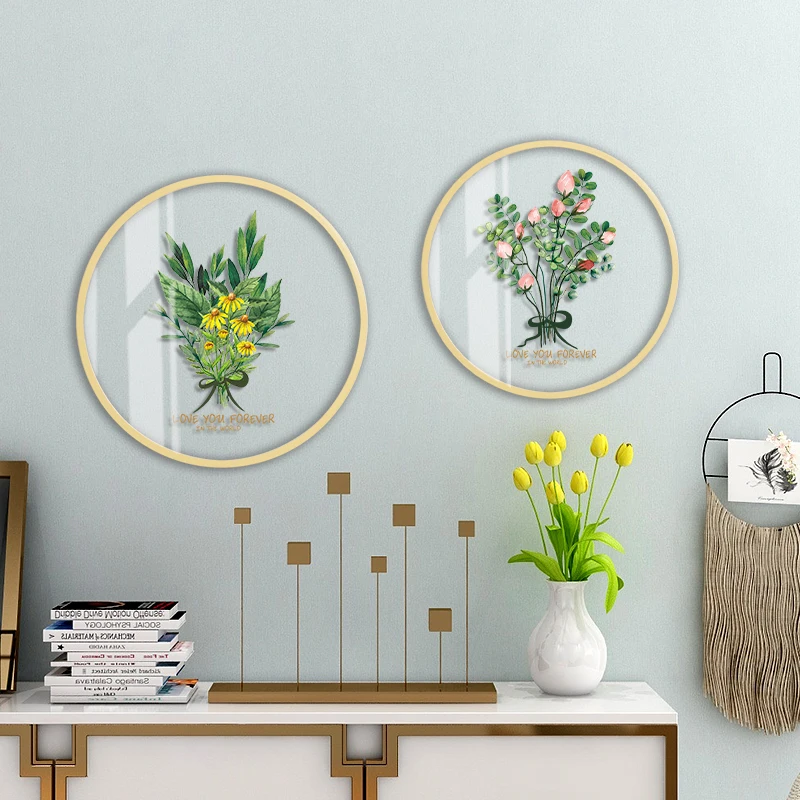 Modern Acrylic Wall Art Nordic Green Glass Print Plant And Designs Of ...