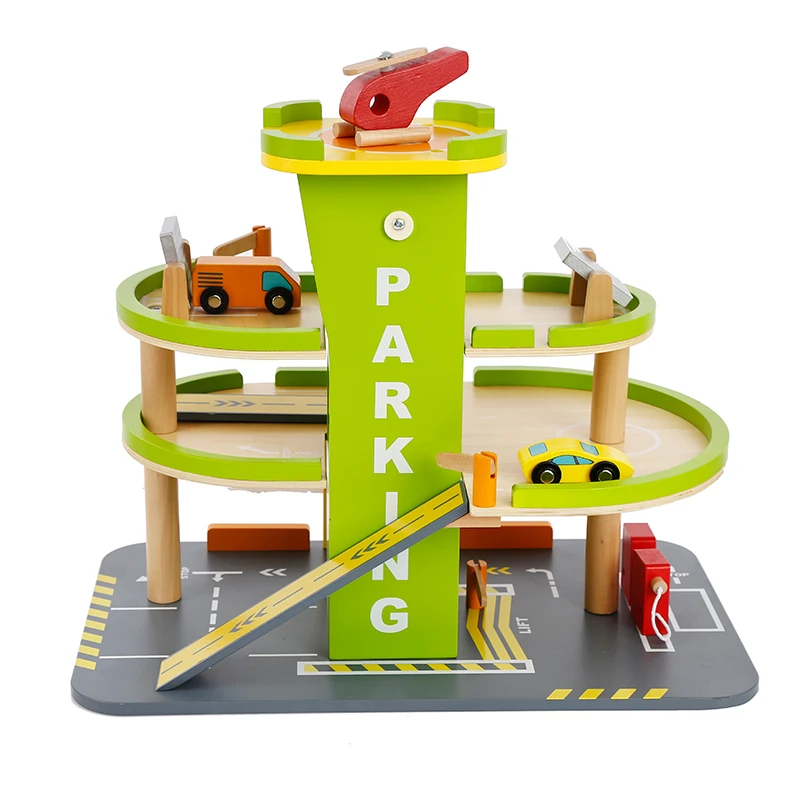 New Shape Hot Sale Simulated Wooden Parking Garage Toy Wooden Car Park ...