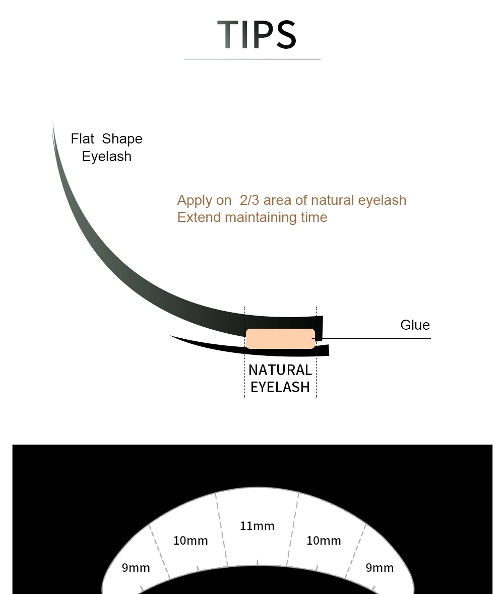 Nagaraku Eyelashes Makeup Flat Ellipse Split Tips Ellipse Shape Natural ...