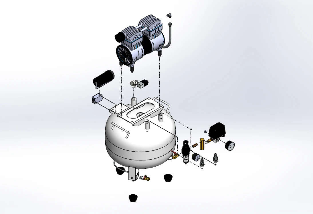 750W Silent Oil Free Dental Air Compressor - Portable & Efficient