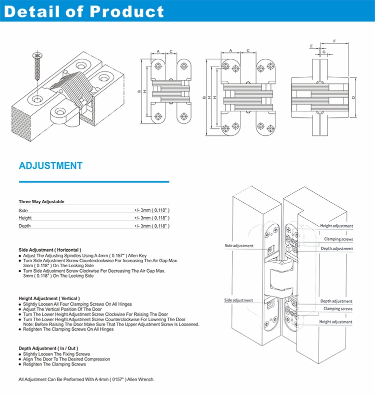 Concealed Hinge - D&D SS Building Hardware for Wooden Doors