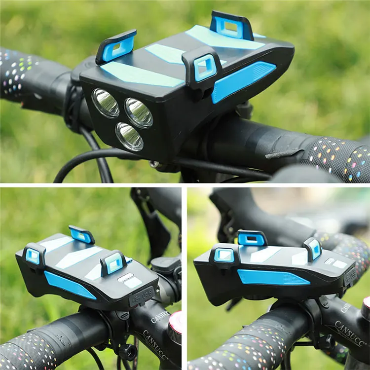 Usb Rechargeable Bike Phone Holder Light Bicycle Horn And Power Bank ...