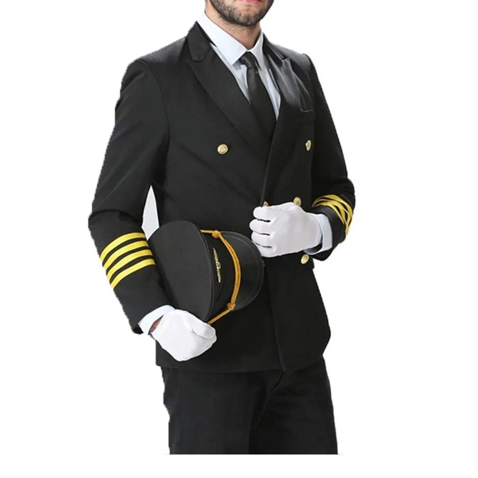 High Quality Men Airline Pilot Captain Suit Aviator Costume Uniform ...