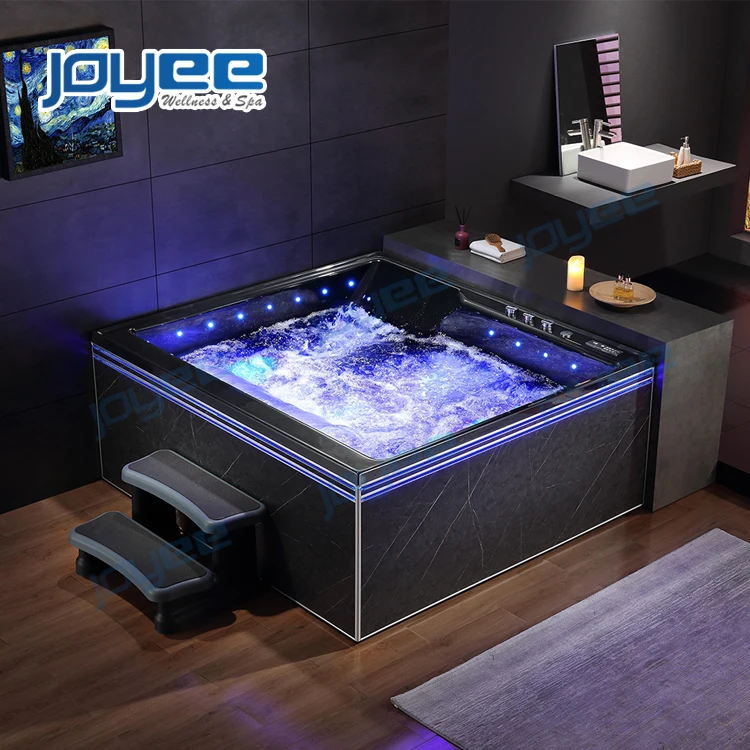 JOYEE Indoor Black Acrylic Jacuzzi Bathtub - Modern Luxury