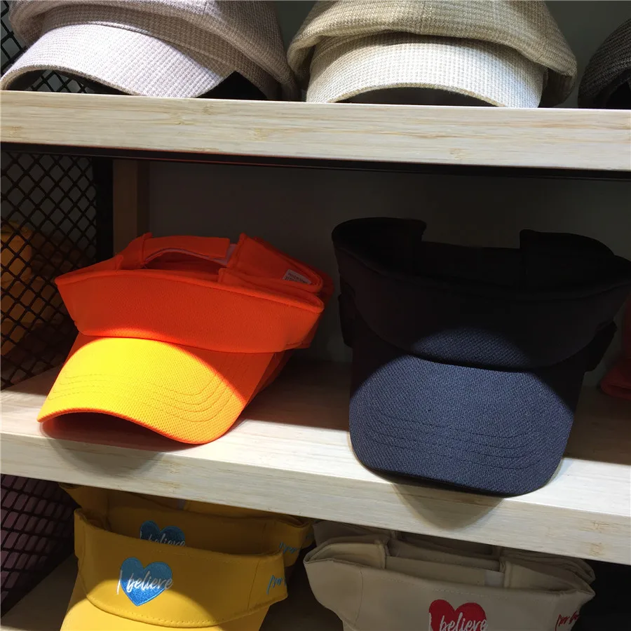 Ladies Neon Yellow Neoprene Visor Hats Summer White Neon Orange Cap ...