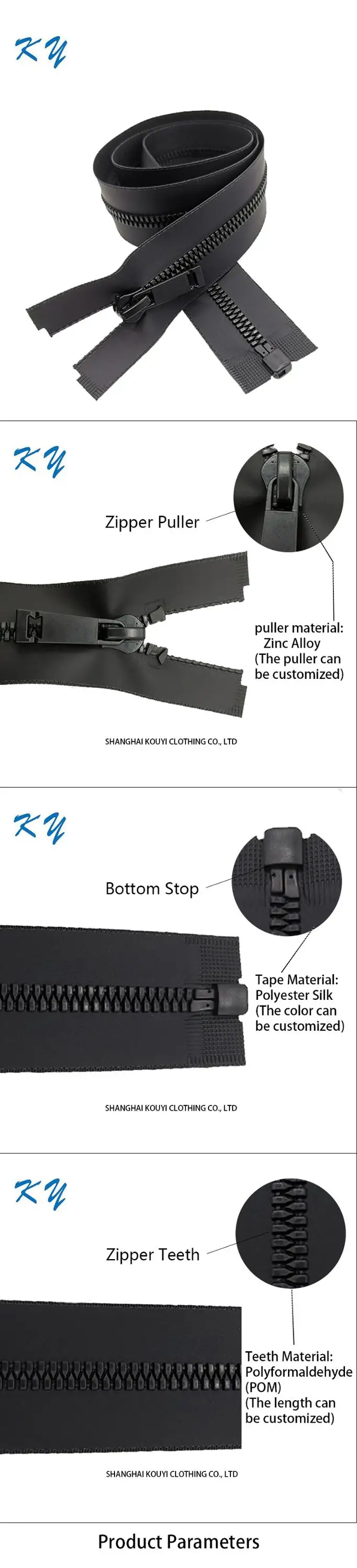 5# 8# Custom Corn Teeth Zipper Open End Waterproof Resin Zipper ...