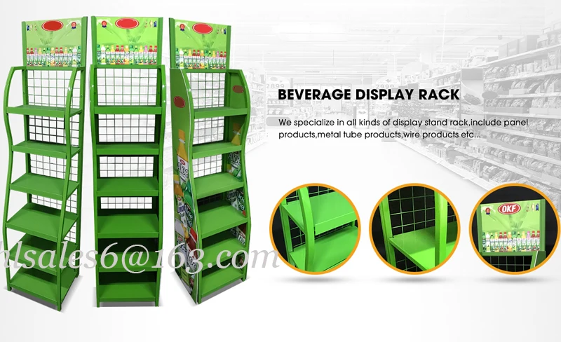 Retail Floor Displays Rack Food Beverage Bottle Metal Beer Display Rack ...