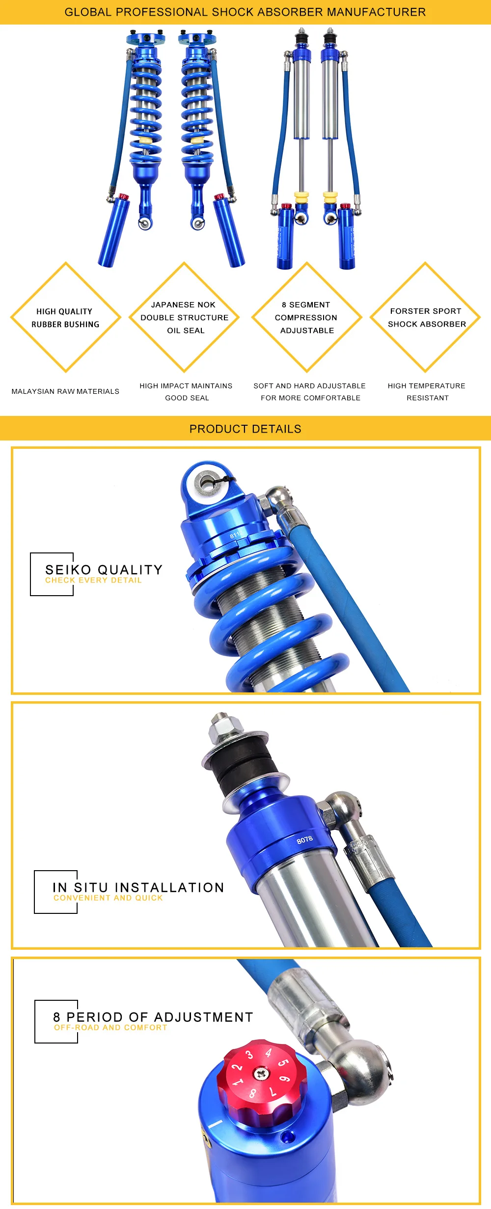 Off Road 4x4 Racing Suspension Full OE Kits Coil Over Shock with 8 ...