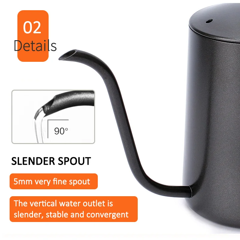 Manual Pour Over Hand Drip Pot Black With Lid Stainless Steel Spout ...