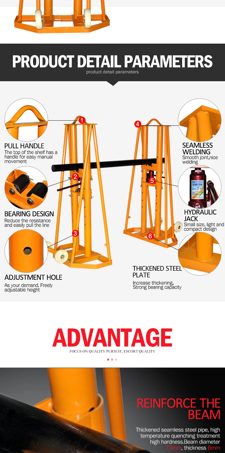 5-12ton Hydraulic Cable Reel Drum Jack Stand For Large Cable Tray Wire ...