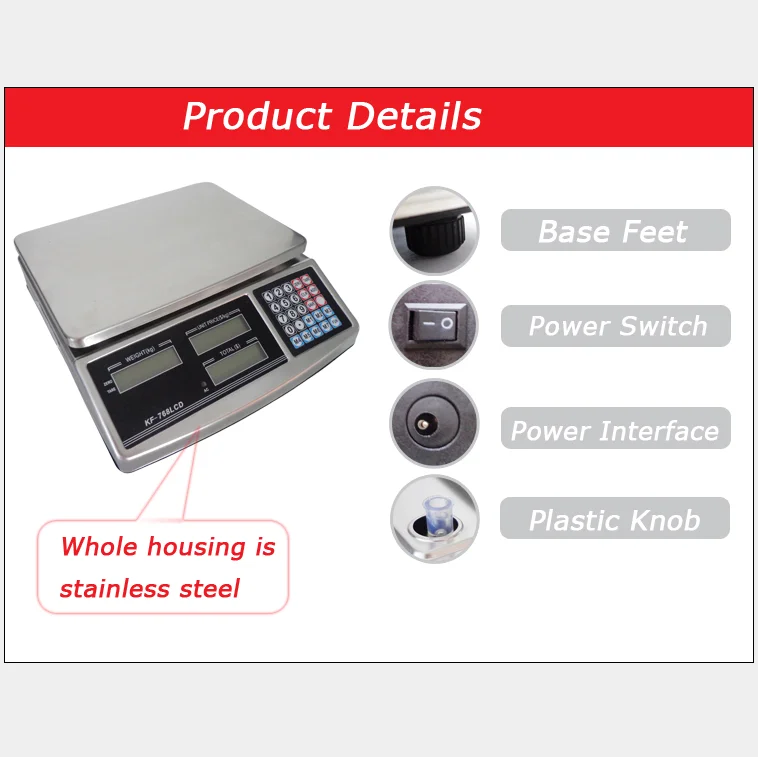 New Stainless Steel Commercial High Precision Digital Weighing Scale ...