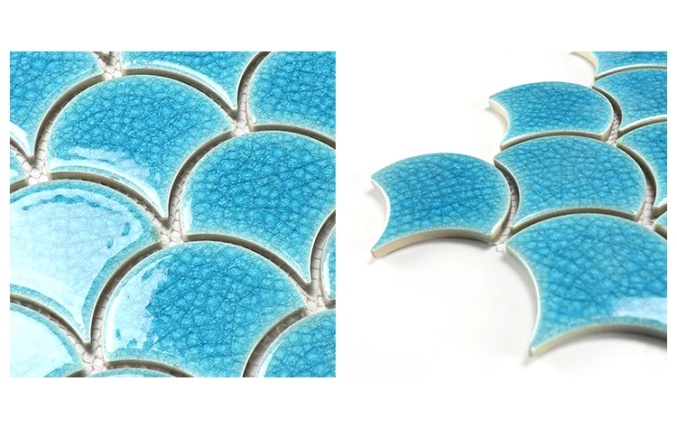 Blue Fish Scale Porcelain Tile - Stylish Kitchen Mosaic