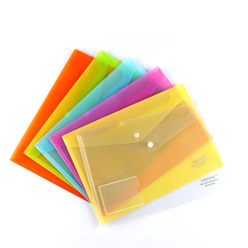A4 Size Clear File Bag Pp Plastic Envelope Button File Folder Pocket ...