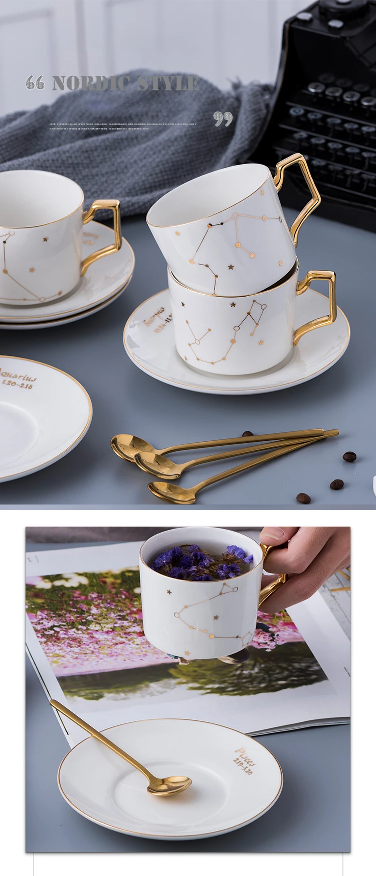 Creative Constellation Ceramic Cup And Saucer Set Porcelain Horoscope ...