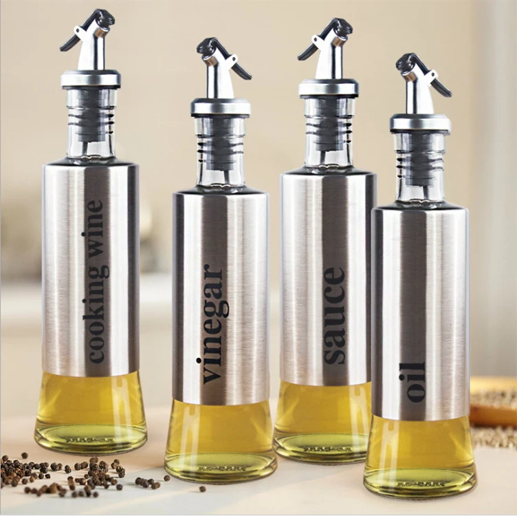 500ml Glass Cooking Oil Bottle And Vinegar Set With Airtight Spout ...