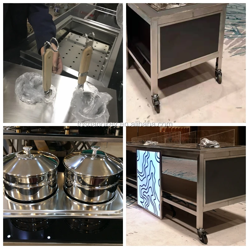 OKEY Restaurant Kitchen Equipment - Stainless Steel LED Mobile Buffet ...