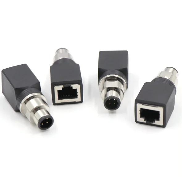 Rj45 Jack To D Coding M12 4 Pin Plug Adapter - Buy Rj45 To M12 Adapter ...