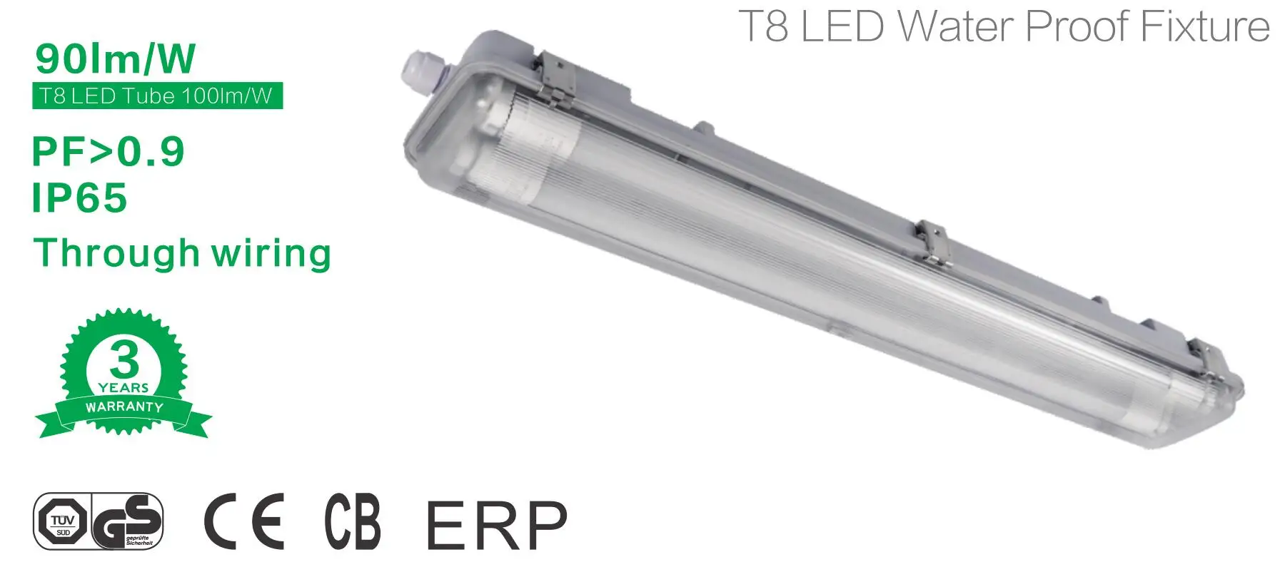 T8 Ip65 Led Tube Triproof Led Vapor Tight Ik08 With Cb Ce Gs Erp 4ft ...