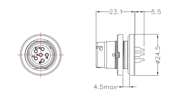 6pin Female Gender U-280/U U-283 Circular Connector for Manpack Radio