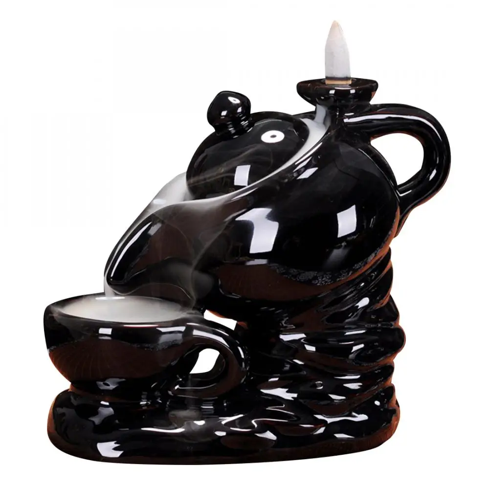 Ywbeyond Ceramic Tea Pot Backflow Incense Burner Smoke Waterfall ...