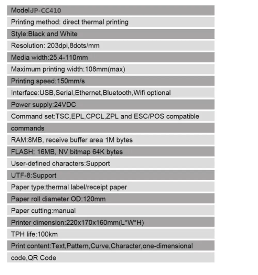Fast Dispatch Thermal Label Printer 4x6 High Quality Jp-cc410 Direct ...