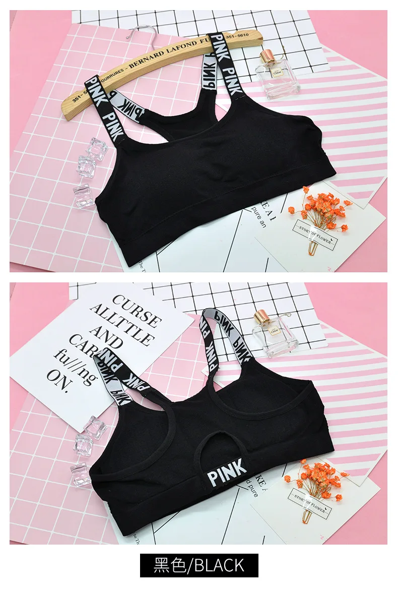 Ladies Letters Yoga Bra Black White Running Gym Fitness Crop Top Women ...