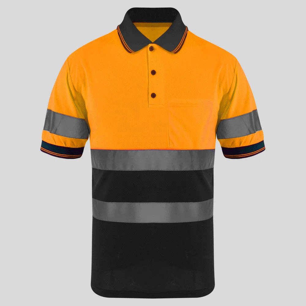 Wholesale Construction Safety Reflective Polo Shirt Workwear Short ...