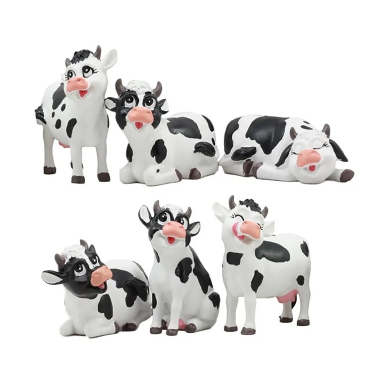 Whimsical Resin Cow Figurine Set - Perfect for Garden Decor