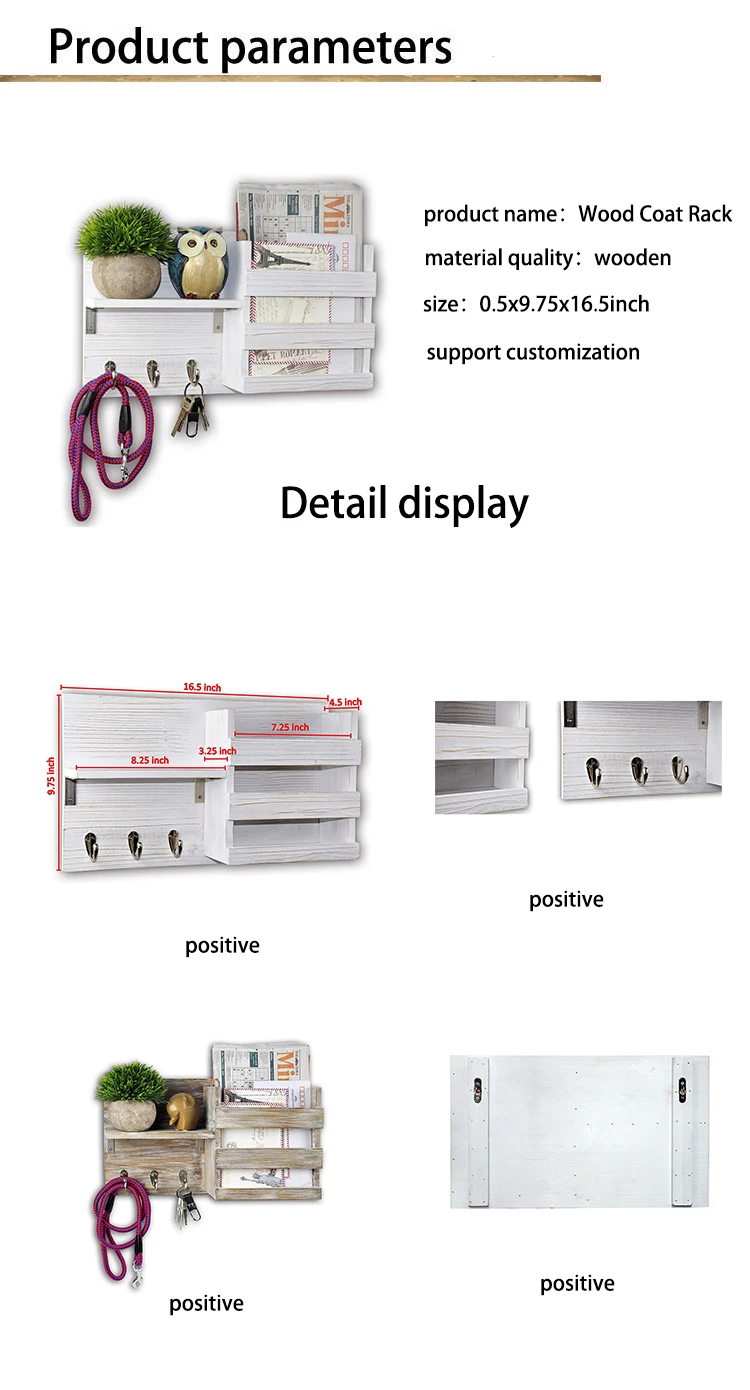 Wall Mount Entryway Mail Envelope Organizer Coat Rack Key Holder Hooks ...