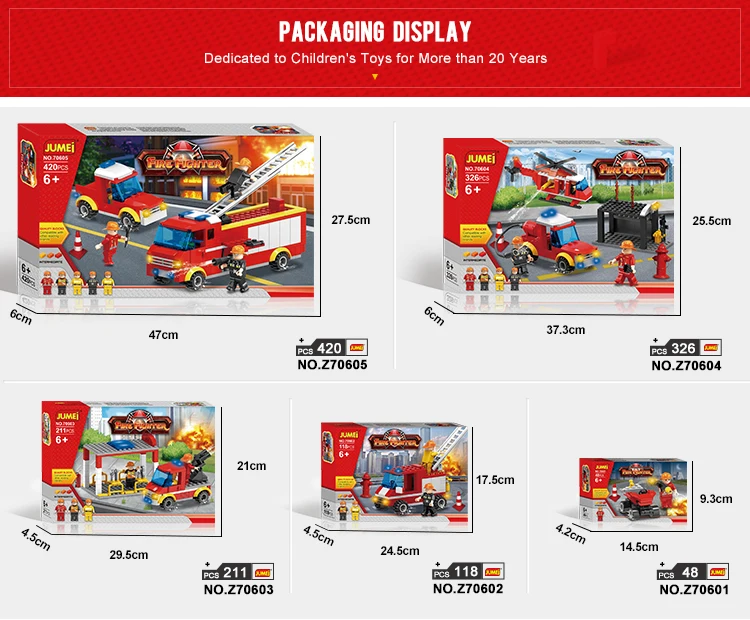 Fire Truck Building Blocks Set Construction Toy Plastic Diy Fire ...